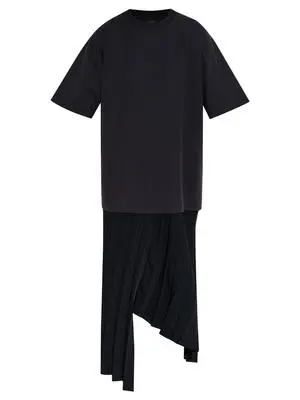 Balenciaga Pleated Asymmetrical Hem Dress - Black