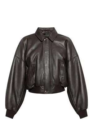 Balenciaga Lambskin Leather Bomber Jacket - Brown