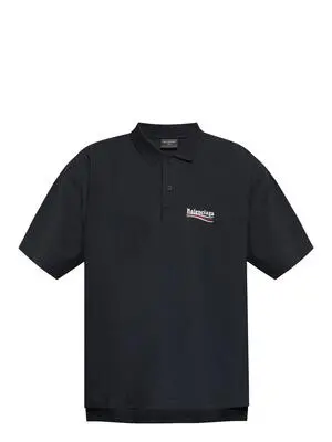 Balenciaga Polo With Embroidered Logo - Black