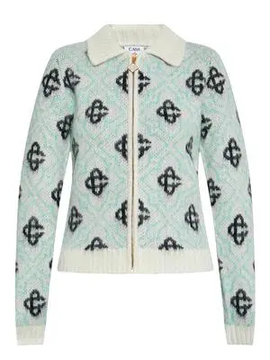 Casablanca Patterned Knit Cardigan - Green