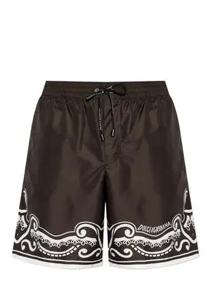 Dolce & Gabbana Printed Swim Shorts - Black