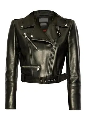 Alexander McQueen Leather Biker Jacket With Silver Zippers - Black