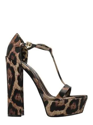 Dolce & Gabbana Leopard Print Platform Sandals - Beige