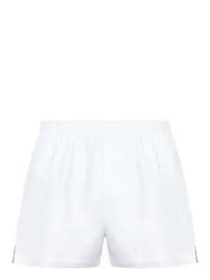 Dsquared2 Linen Shorts With Embroidered Logo - White