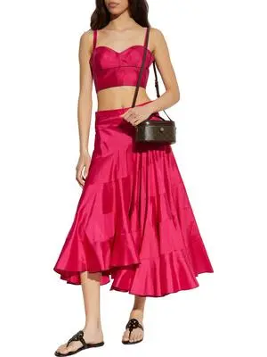 Tory Burch Silk Crop Top With Spaghetti Straps - Pink