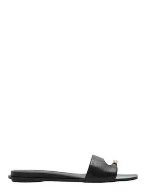 Tory Burch Leather Slides With Metallic Embellishment - Black