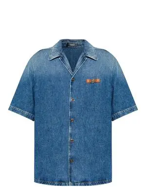VERSACE Denim Shirt With Short Sleeves