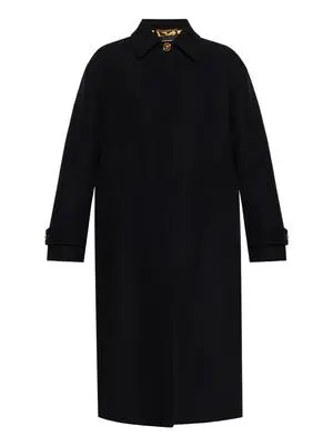 Versace Wool Coat With Gold Button Detailing - Black