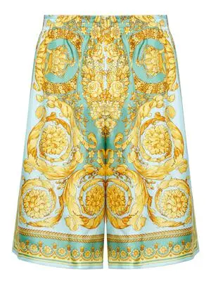 Versace Silk Baroque Print Shorts - Multicolour