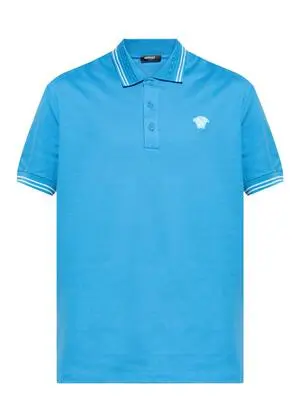 Versace Polo With A Characteristic Medusa Head - Blue