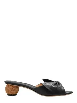 FERRAGAMO Leather Heeled Mules - Black