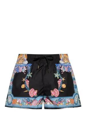 Versace Coral Theatre Print Swim Shorts - Black