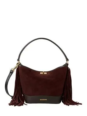 SANDRO Mini Tangoso Fringed Bucket Bag