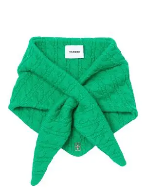 Sandro Cable Knit Tie-up Scarf - Green