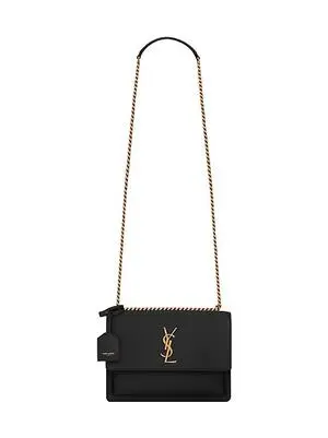 Saint Laurent Sunset Medium Crossbody Bag - Noir Smooth Leather/gold