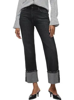 Hudson Jeans Remi High-rise Wide Cuff Ankle Jeans - Washed Black