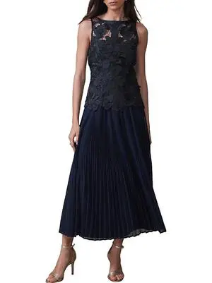 Mint Velvet Floral Applique Maxi Dress - Navy