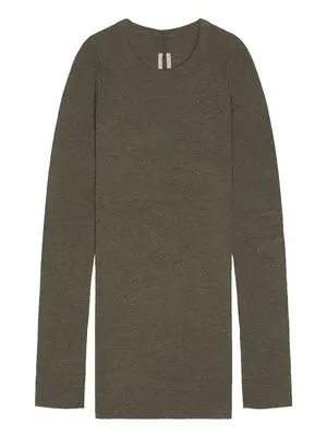 Rick Owens Rib Long Sleeve Tee In Green - Bosco