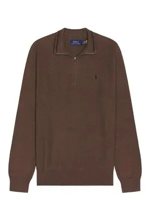 Polo Ralph Lauren 1/2 Zip Cotton Pullover - Nutmeg Brown Heather