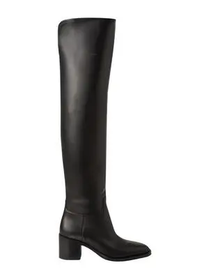 Ralph Lauren Leather Barnet Thigh High Boots - Black