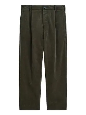Cos Pleated Corduroy Straight-Leg Pants Green