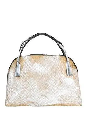 MAISON MARGIELA Straw Tote With Leather Trim - Beige