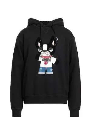 Dsquared2 Cotton Fleece Flocked Sweatshirt With Logo - Black