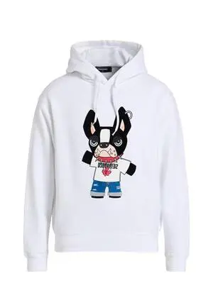 Dsquared2 Cotton Fleece Flocked Sweatshirt With Logo - White