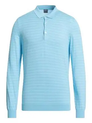 Fedeli Striped Knit Polo Sweater - Blue