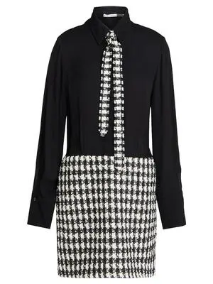 ALICE + OLIVIA Alice + Olivia Mattie Metallic Houndstooth Mini Shirt Dress