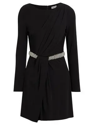 Simkhai Tulia Wrap-effect Embellished Stretch-jersey Mini Dress - Black