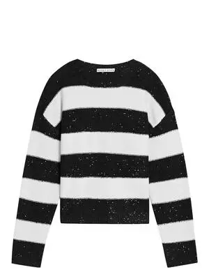 Alice + Olivia Jacques Sequin-embellished Striped Knitted Sweater - Black