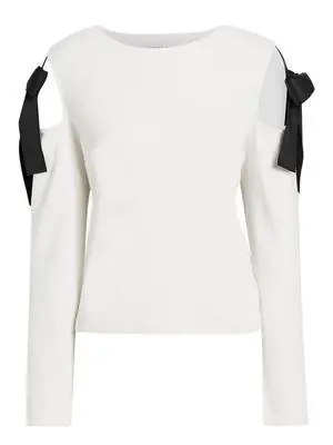 Alice + Olivia Dara Bow-detailed Wool-blend Sweater - White