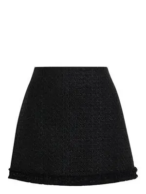 Alice + Olivia Riley Frayed Tweed Mini Skirt - Black