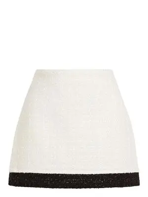 Alice + Olivia Ecenia Metallic Tweed Mini Skirt - Off-white