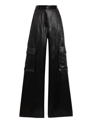 Simkhai Beatriz Satin Wide-leg Cargo Pants - Black