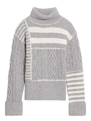 Simkhai Maggi Ribbed Cable-knit Wool And Cashmere-blend Turtleneck Sweater - Gray