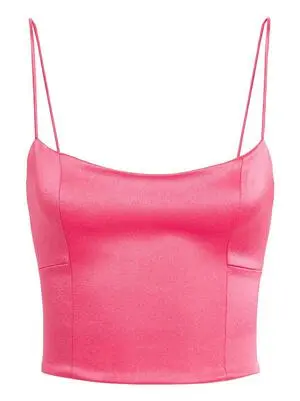 Alice + Olivia Saylor Cropped Satin Camisole - Fuchsia