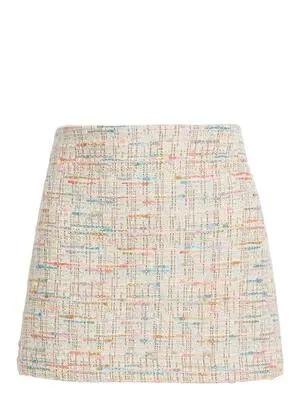 Alice + Olivia Riley Metallic Cotton-blend Tweed Mini Skirt - Off-white