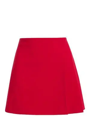 Alice + Olivia Semira Pleated Twill Mini Skirt - Red