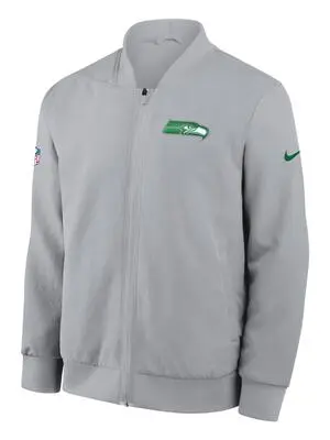 Nike Seattle Seahawks Rivalries Collection Sideline Nfl Full-zip Bomber Jacket - Grey