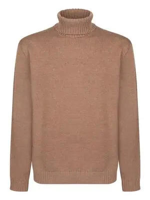 Incotex Merino Wool High Neck Sweater - Brown