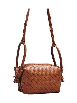 Anthropologie Woven Crossbody Bag With Loop-strap - Pecan