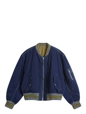 STORY MFG. Seed Printed Wonky-wear Bomber Jacket - Indigo