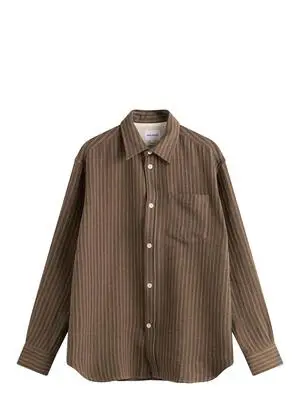 Norse Projects Ole Oversized Wool Stripe Shirt - Seal Brown