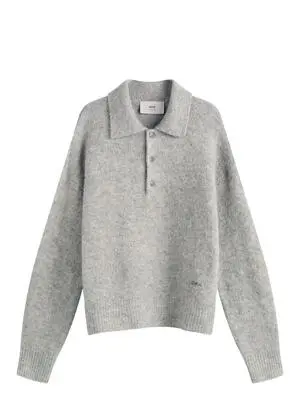 Ami Wool And Alpaca Knit Knitted Polo - Gris