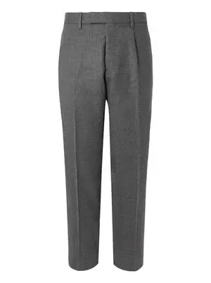 Zegna Tapered Pleated Wool Trousers - Gray