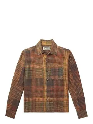 KARTIK RESEARCH Box Checked Silk Shirt - Brown