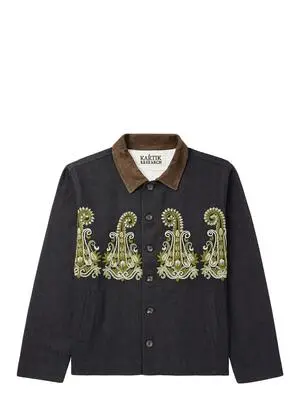 KARTIK RESEARCH Embroidered Denim Jacket - Black