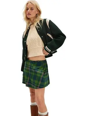 Free People Paradise Found Skort - Dean Tartan - Green Combo